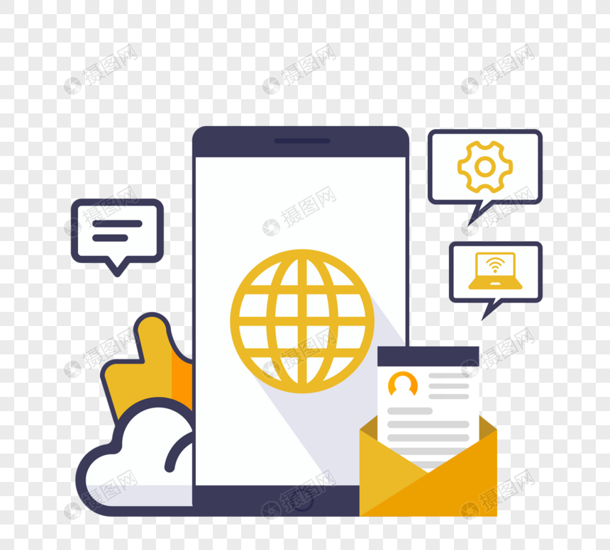 网络媒体传播社交商业扁平化图元素素材下载-正版素材401824801-摄图网