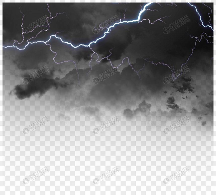 手绘质感闪电效果乌云元素素材下载-正版素材401827371-摄图网