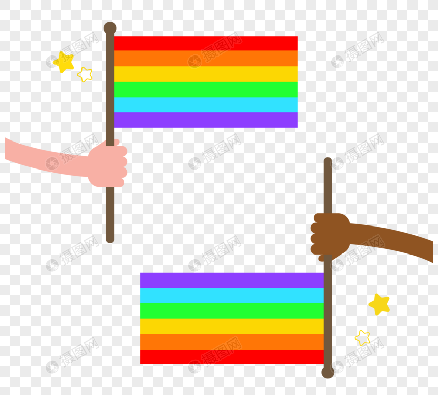 骄傲月亮高举彩虹旗元素素材下载-正版素材401835561-摄图网