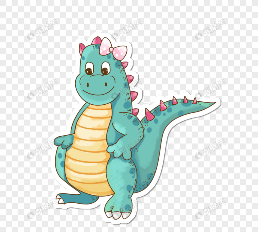 手绘卡通可爱蓝色霸王龙线描元素素材下载-正版素材401836523-摄图网