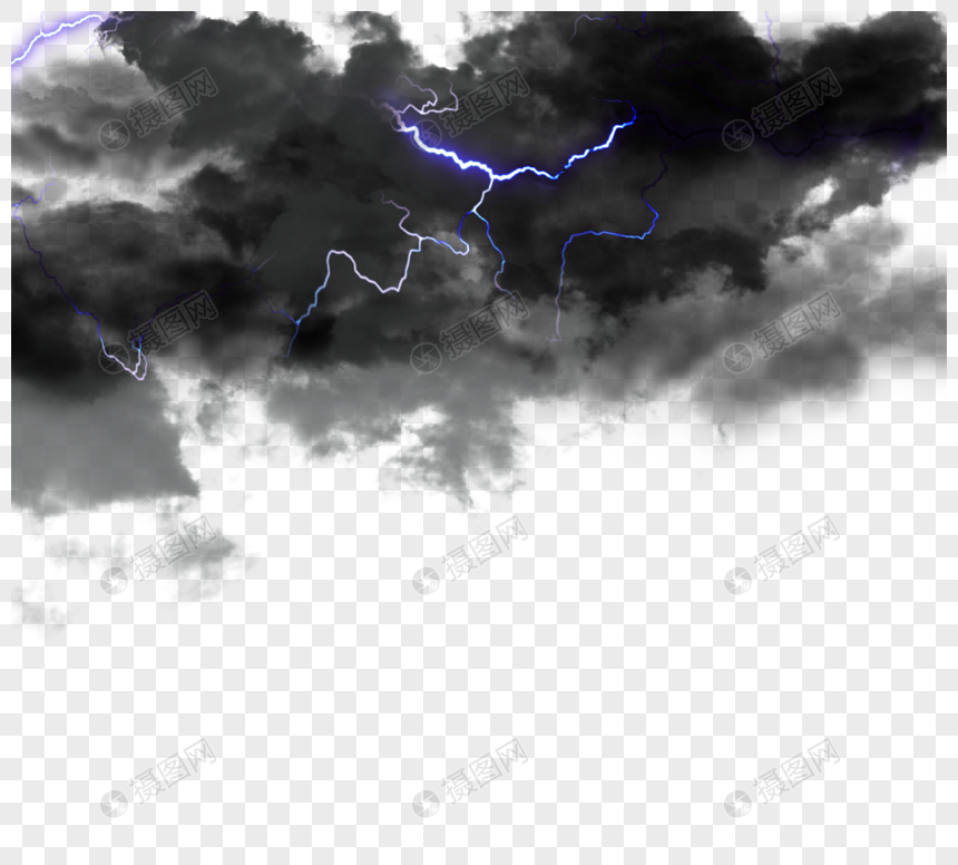 手绘闪电效果厚重感乌云元素素材下载-正版素材401838950-摄图网
