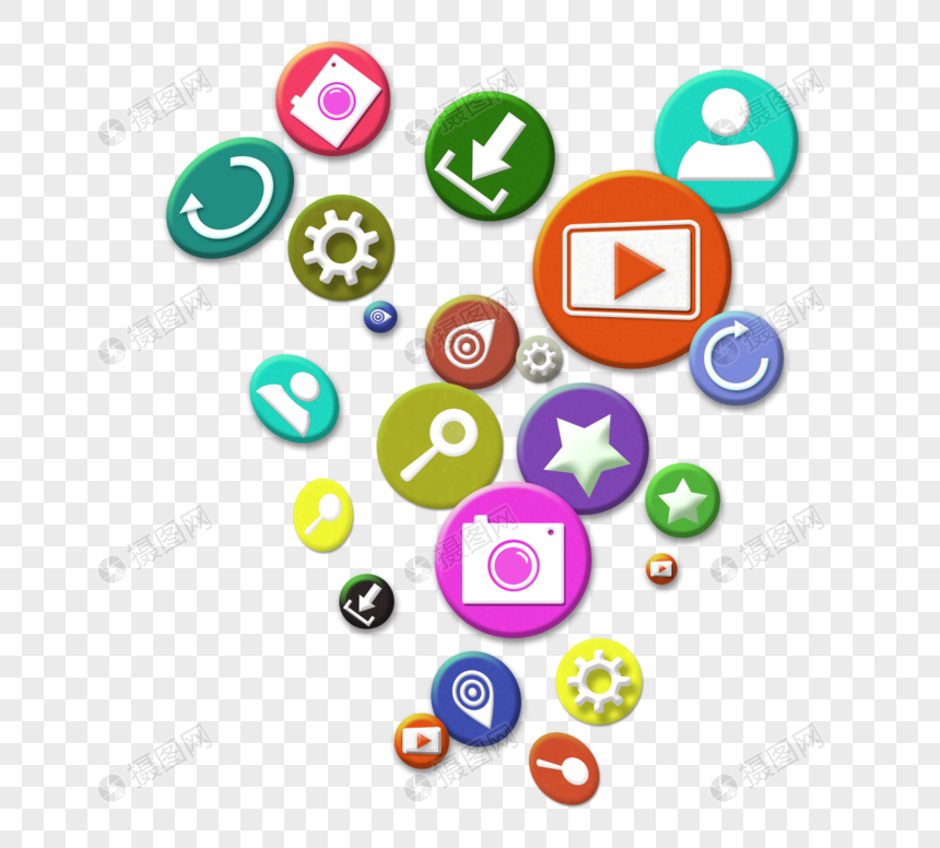 彩色社交媒体icon图元素素材下载-正版素材401844307-摄图网