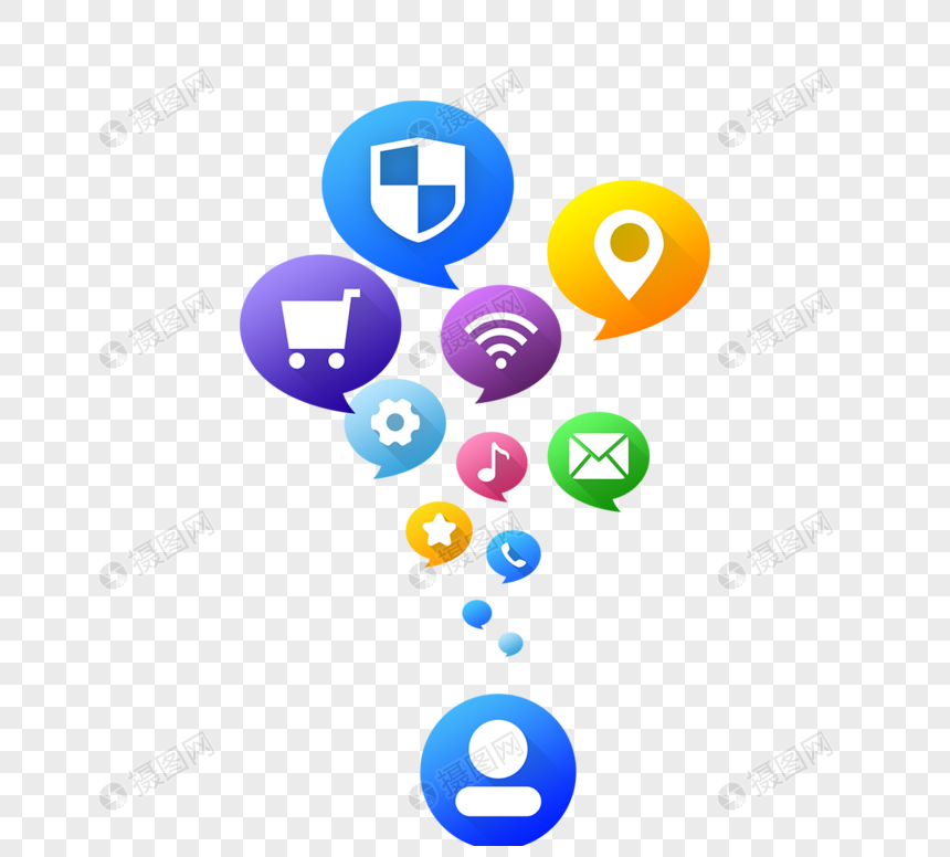 创意矢量彩色社交媒体icon图元素素材下载-正版素材401850596-摄图网