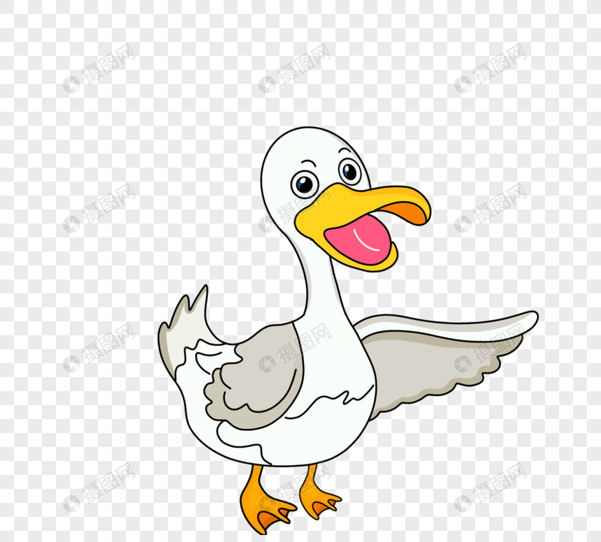 卡通手绘白色鸭子元素素材下载-正版素材401883200-摄图网