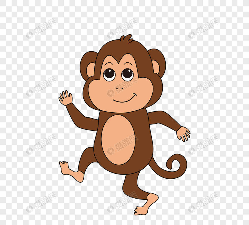 卡通矢量猴子搞笑走路插图素材monkey元素素材下载-正版素材401883582-摄图网