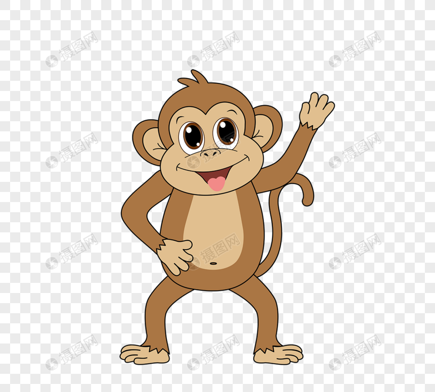 卡通搞笑棕色猴子monkey元素素材下载-正版素材401883616-摄图网