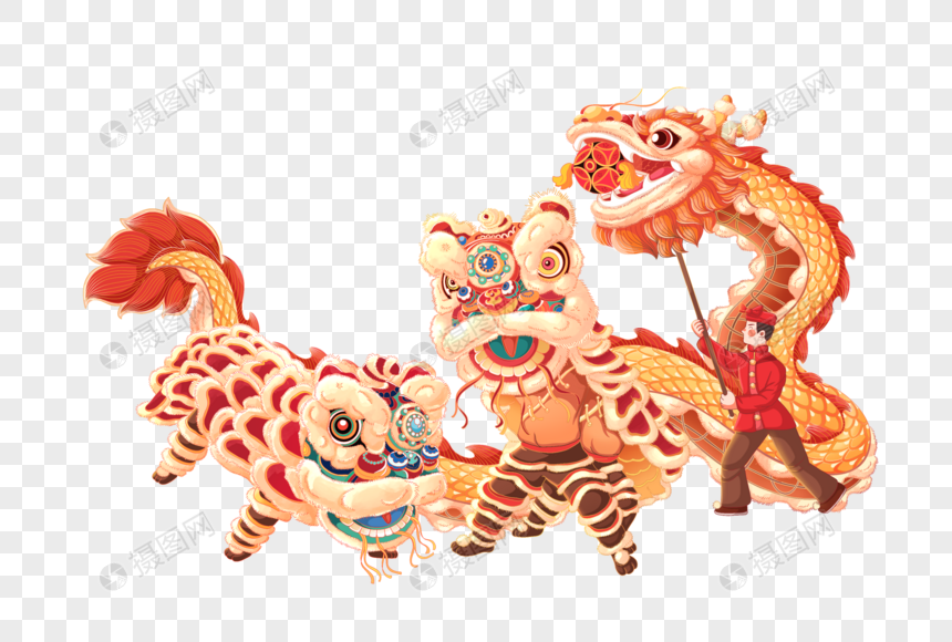 国风舞狮舞龙元素素材下载-正版素材401895393-摄图网