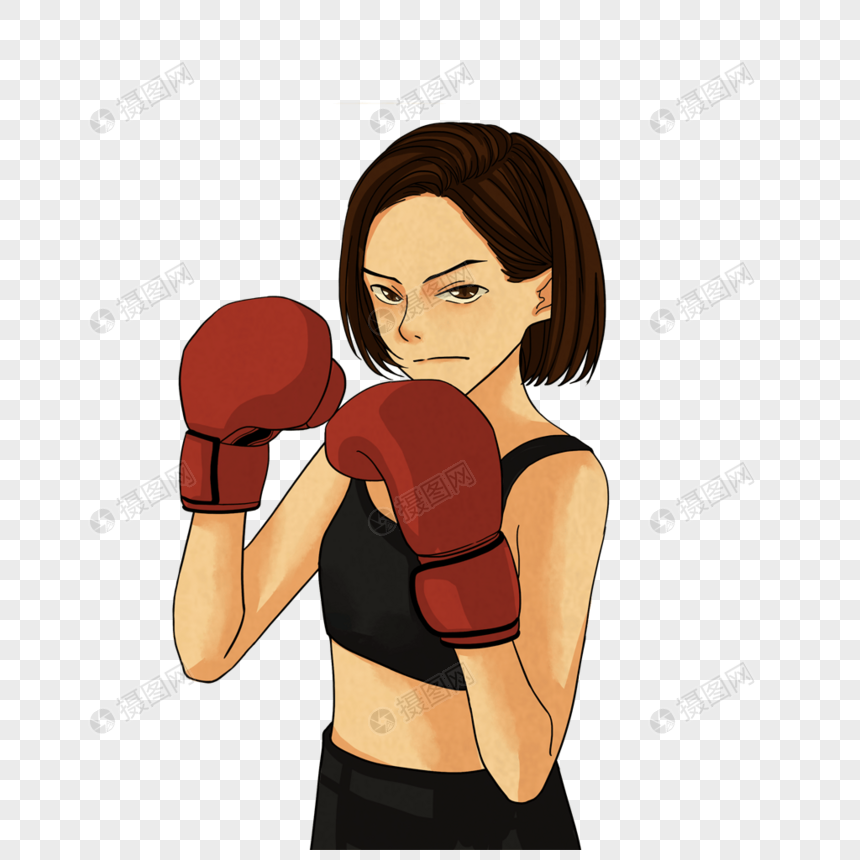 酷酷的拳击女孩元素素材下载-正版素材401919147-摄图网