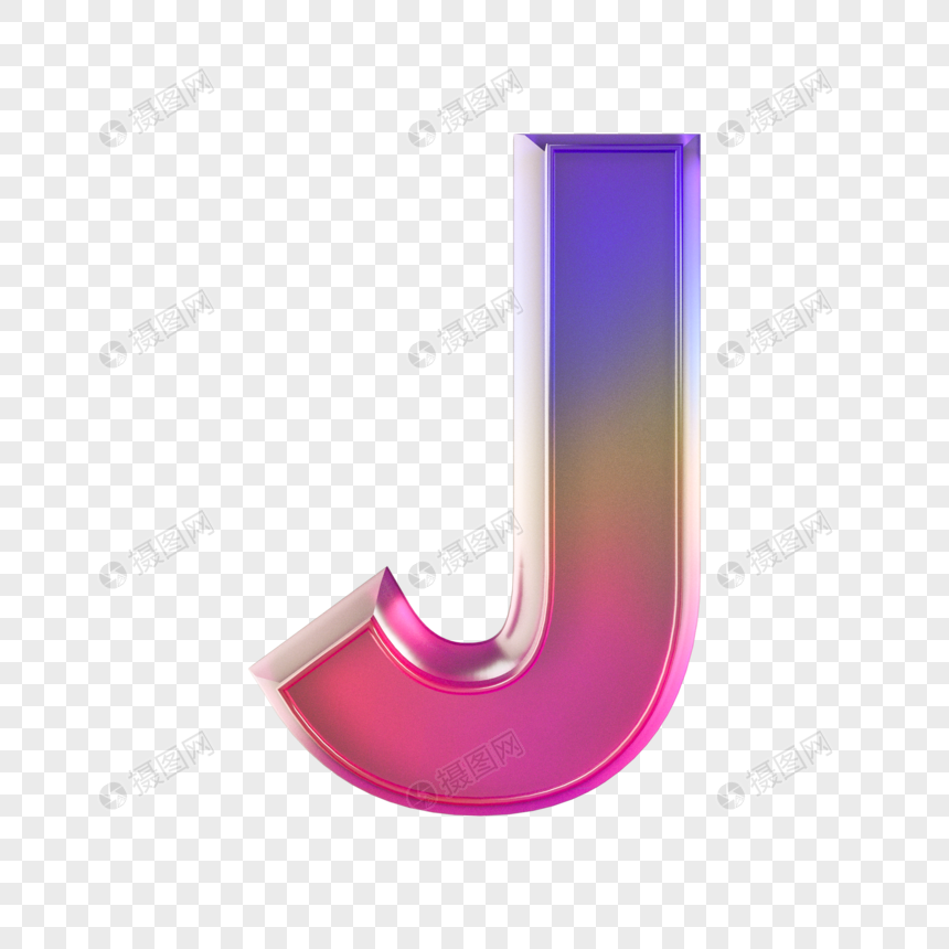 渐变玻璃质感立体字母J元素素材下载-正版素材401923610-摄图网