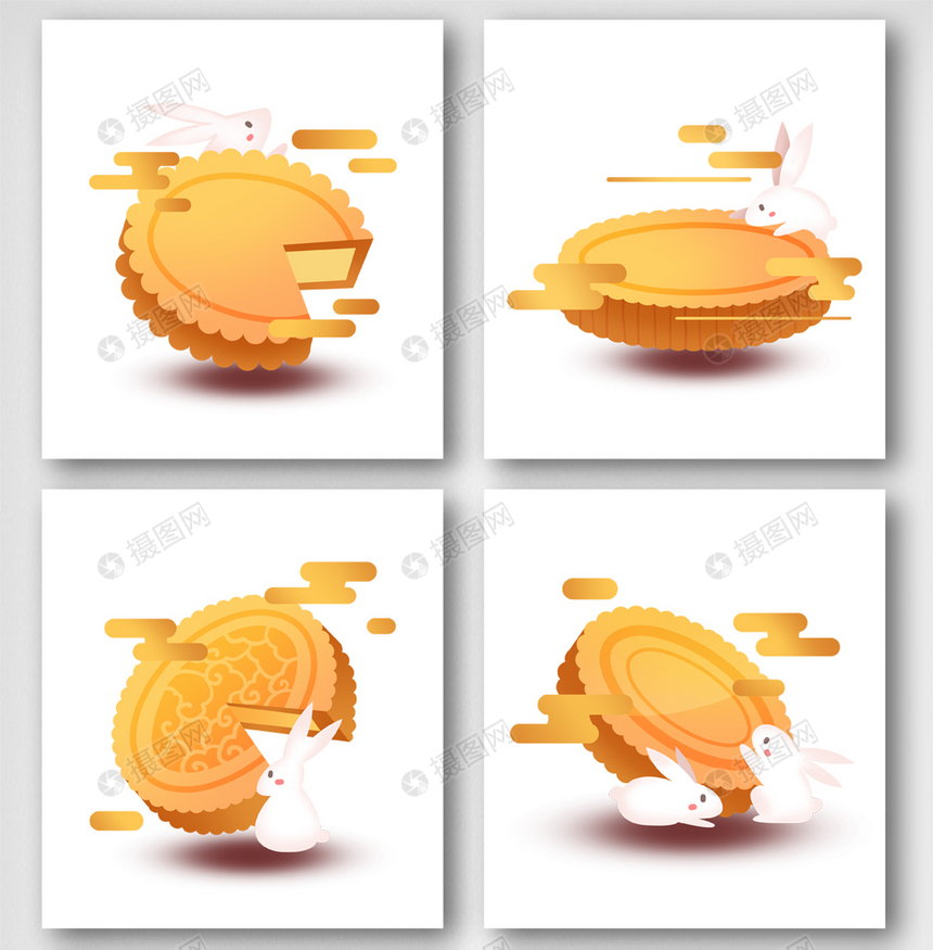 中秋月饼玉兔素材元素素材下载-正版素材401966699-摄图网