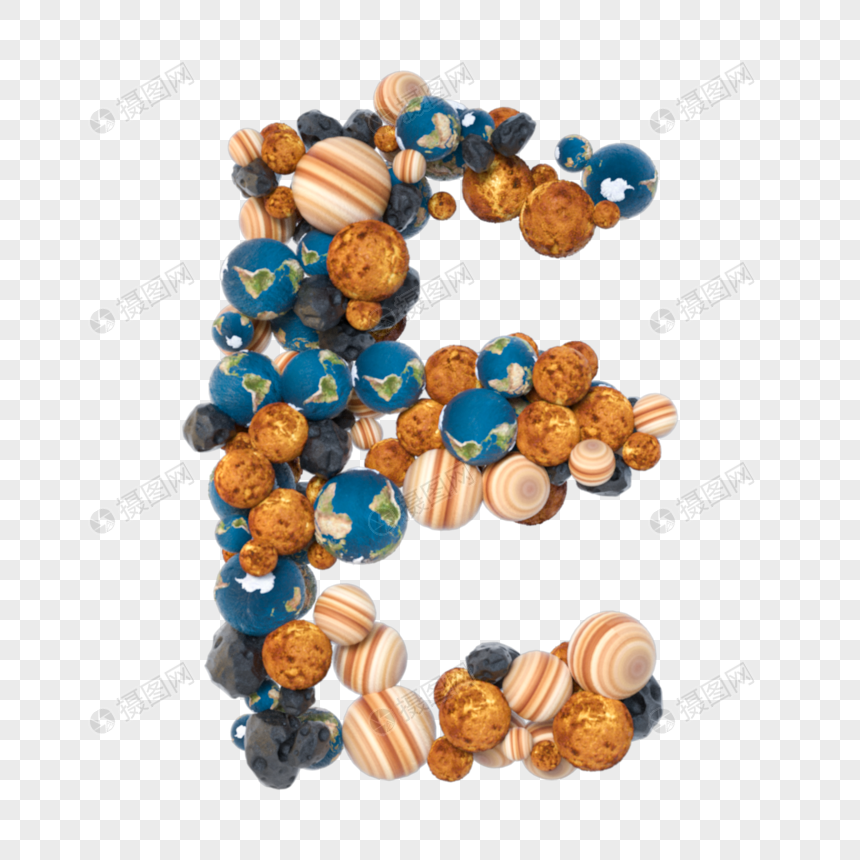 C4D创意星球字母E元素素材下载-正版素材402007418-摄图网