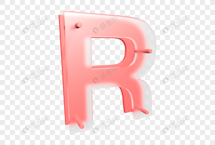 毛玻璃拟态风格半透明字母R元素素材下载-正版素材402020858-摄图网