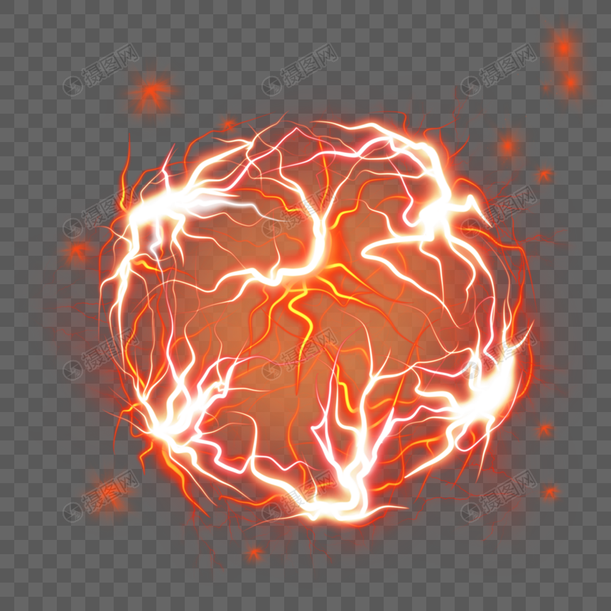 发光红色的球体闪电力量元素素材下载-正版素材402041627-摄图网