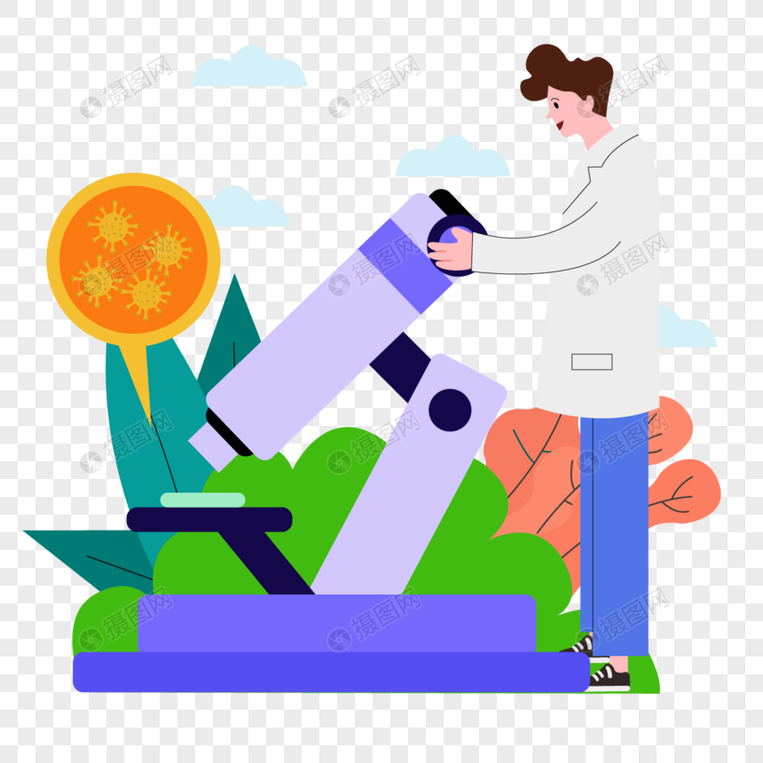 卡通显微镜生物学dna研究元素素材下载-正版素材402042133-摄图网