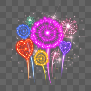 光效爱心烟花组合元素素材下载-正版素材402051096-摄图网