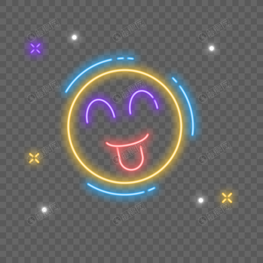 开心的笑眯眯卡通荧光emoji表情元素素材下载-正版素材402055703-摄图网