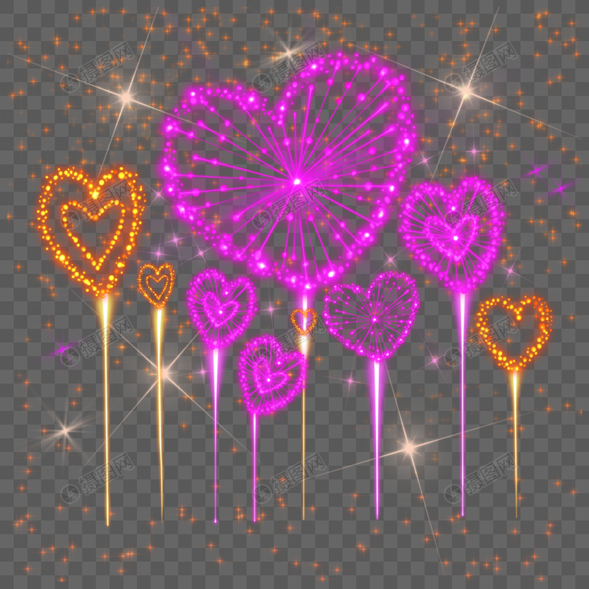 爱心构成的抽象烟花组合元素素材下载-正版素材402059722-摄图网