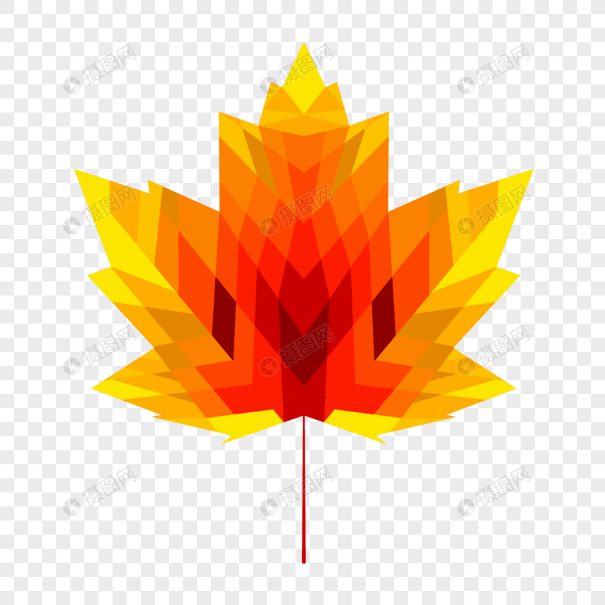 低聚风格黄色自然抽象枫叶几何图形元素素材下载-正版素材402076456-摄图网