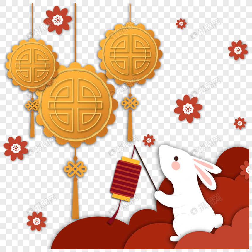 中秋节卡通兔子元素素材下载-正版素材402077522-摄图网