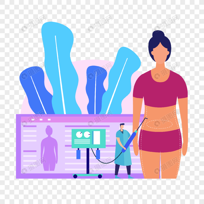 女整容外科医生进行抽脂手术概念插画元素素材下载-正版素材402083929-摄图网