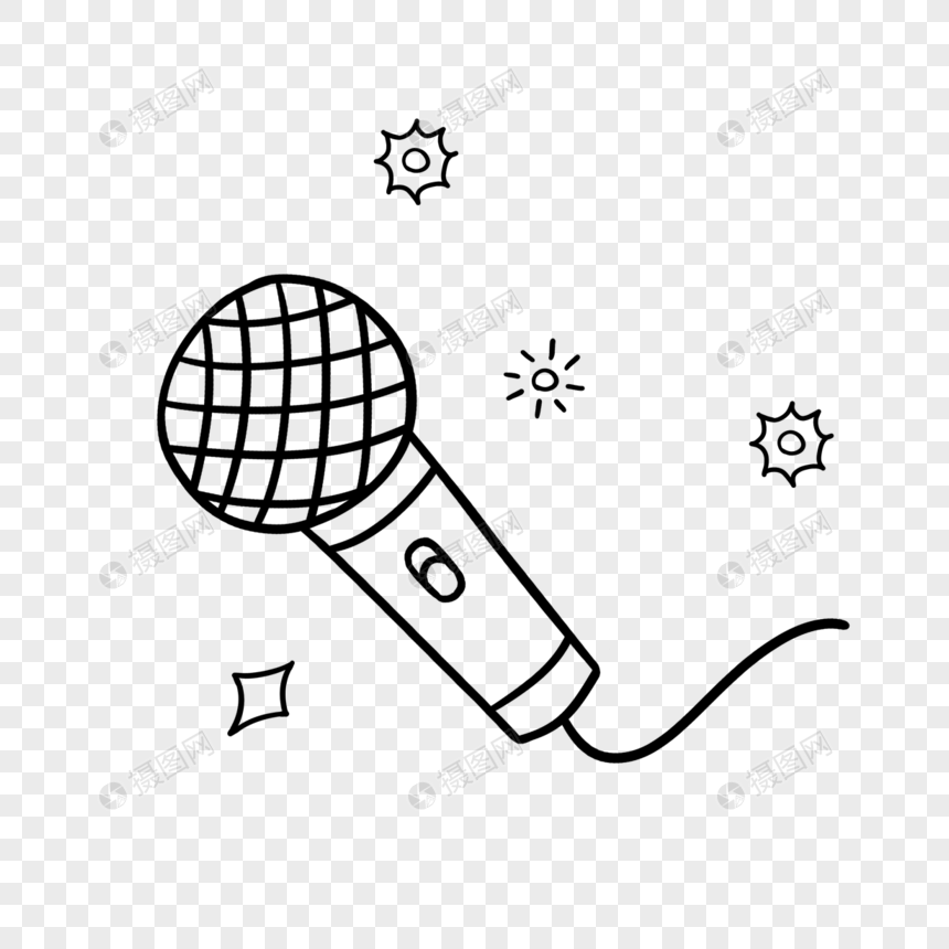 线稿生日涂鸦卡通麦克风元素素材下载-正版素材402088435-摄图网