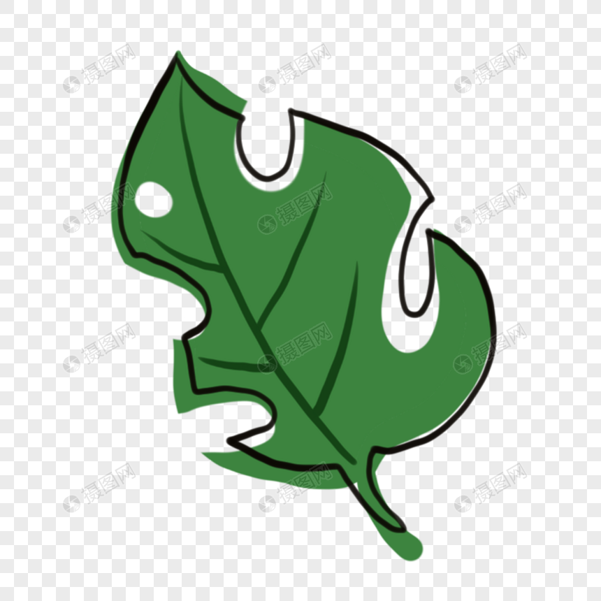 夏季可爱元素绿色卡通叶子元素素材下载-正版素材402093317-摄图网