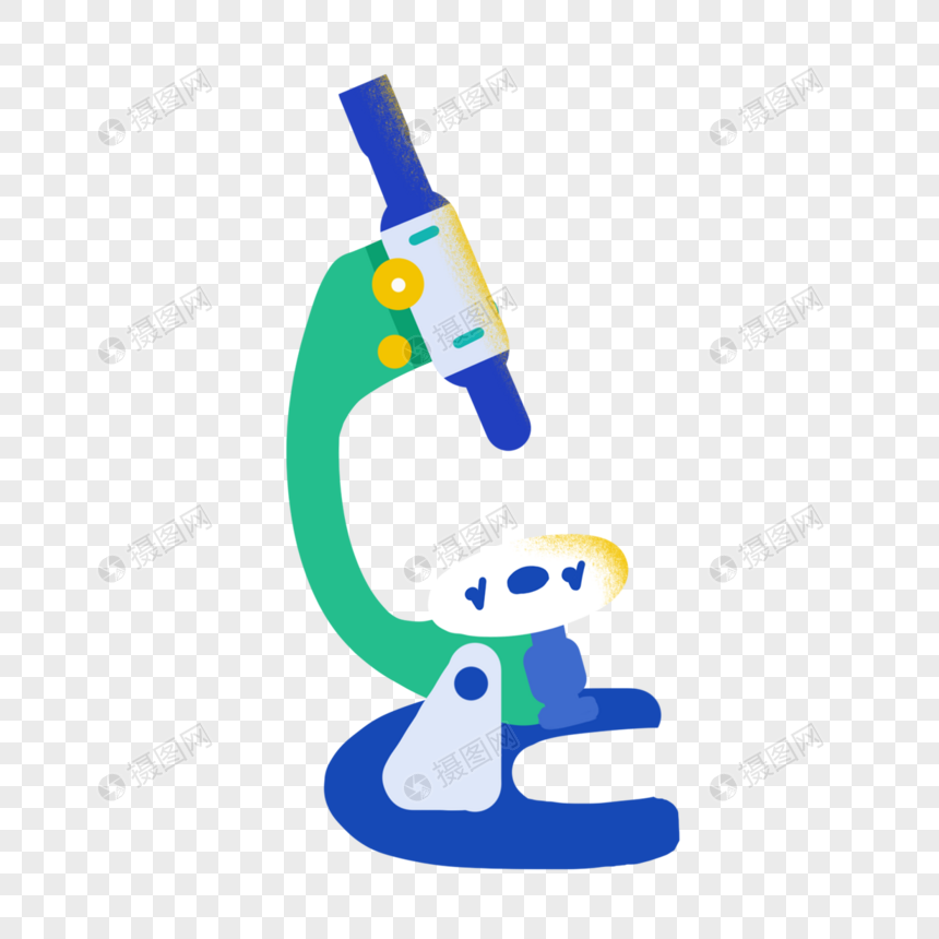 蓝色绿色光学显微镜卡通实验教学器材元素素材下载-正版素材402096587-摄图网