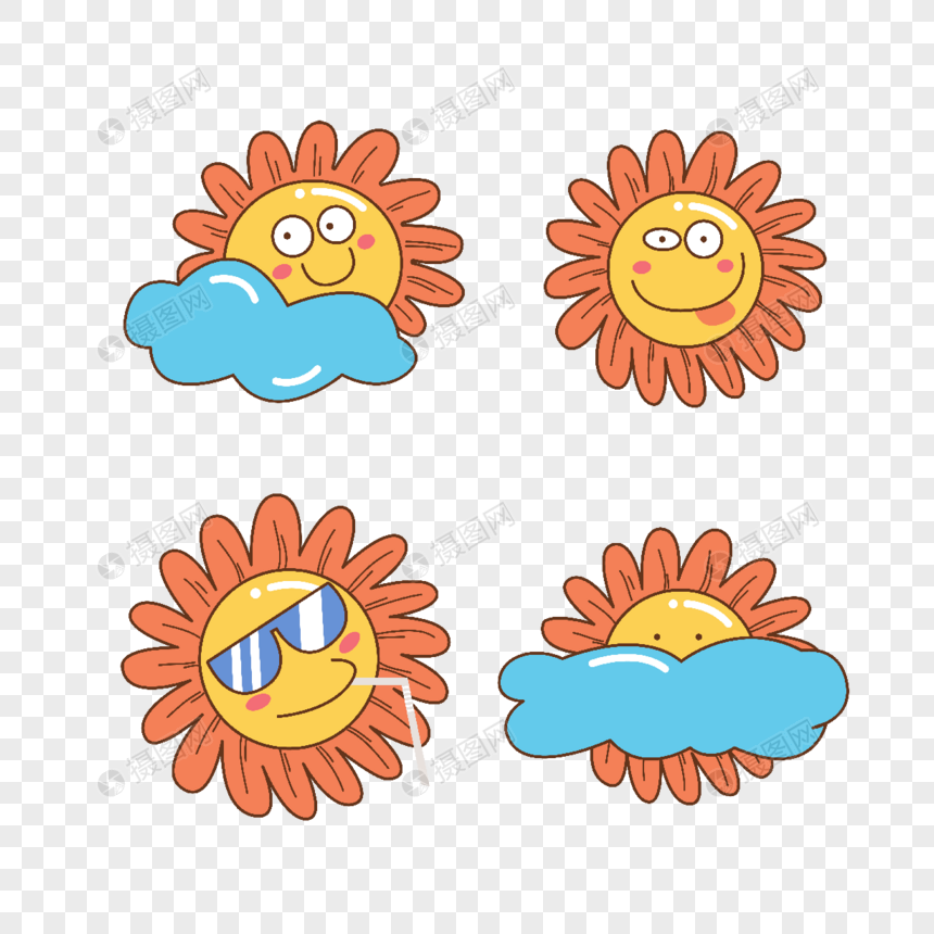 卡通可爱戴太阳镜的太阳表情插画元素素材下载-正版素材402097413-摄图网