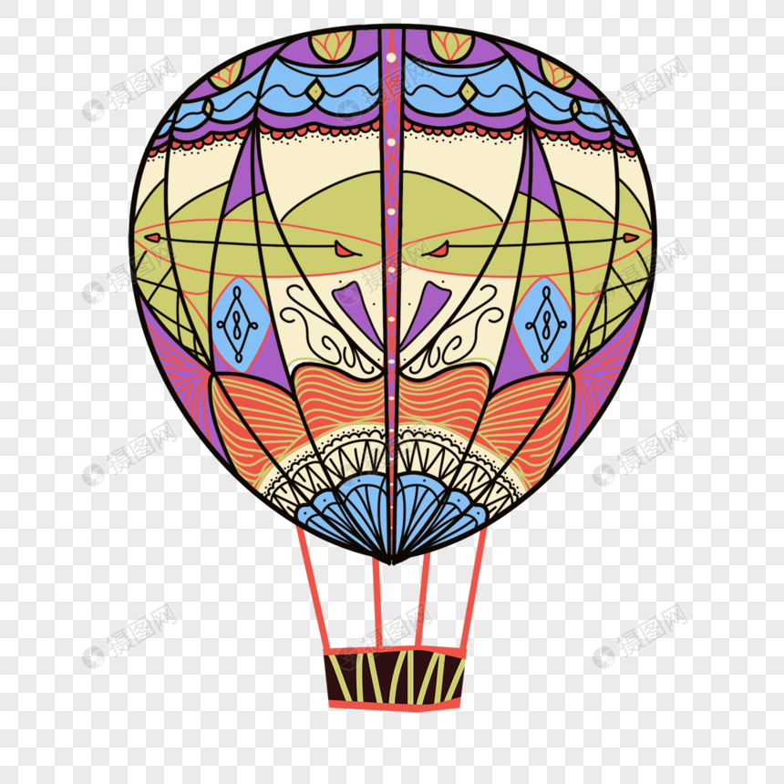 热气球曼陀罗涂鸦绘画元素素材下载-正版素材402103030-摄图网