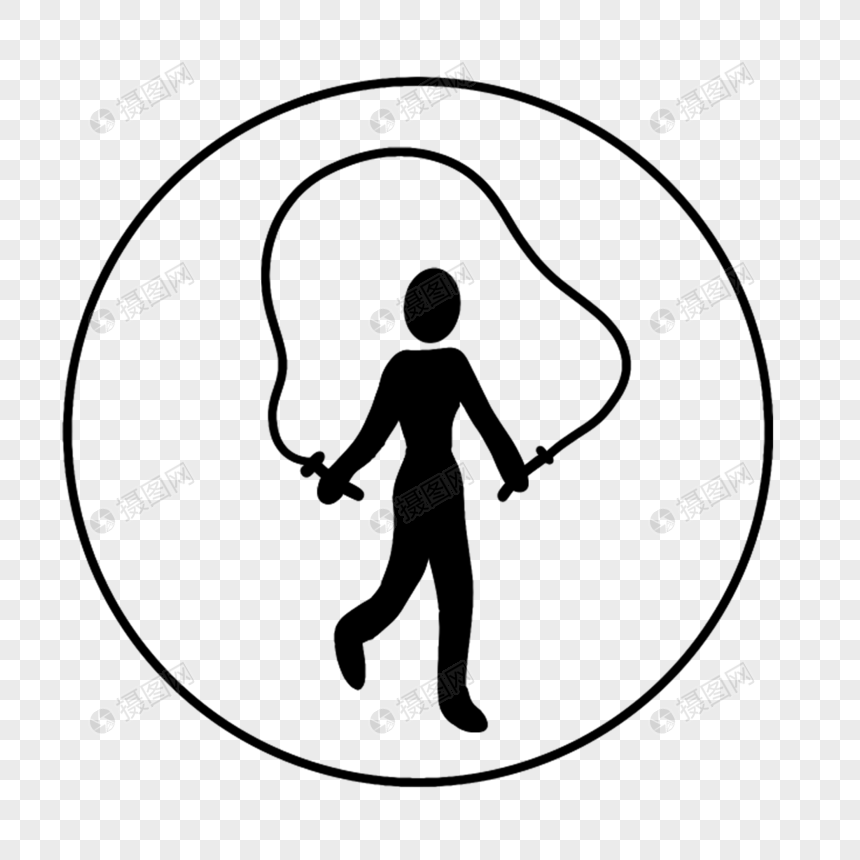 跳绳动作圆形卡通图标元素素材下载-正版素材402110401-摄图网