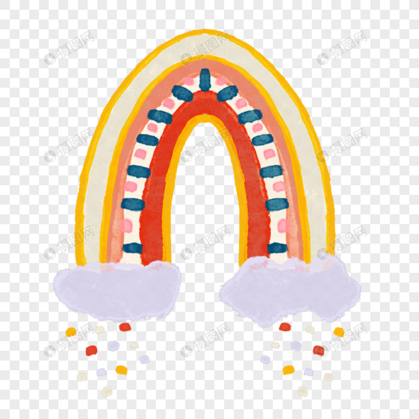 雨彩虹云朵黄色卡通图片元素素材下载-正版素材402119388-摄图网