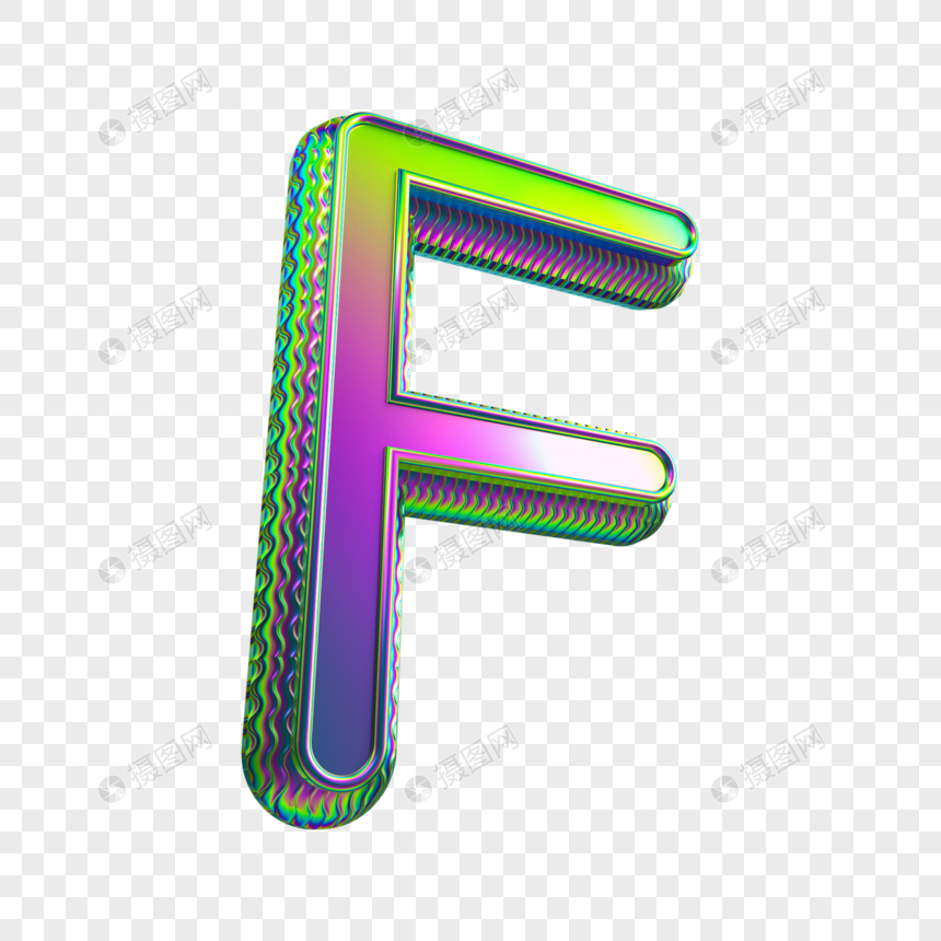 酸性渐变金属立体字母F元素素材下载-正版素材402146426-摄图网