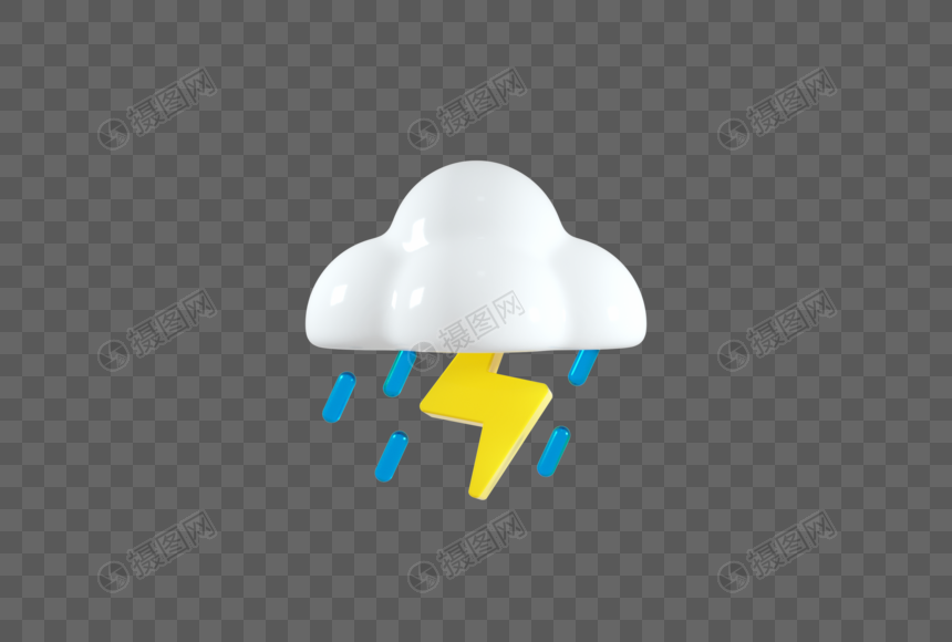 创意C4D天气暴雨图标3D立体模型元素素材下载-正版素材402175575-摄图网