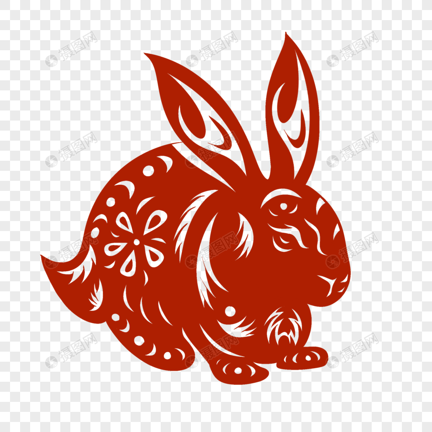 兔年剪纸元素素材下载-正版素材402179928-摄图网