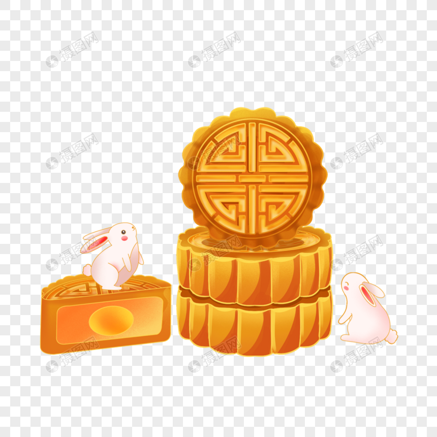 月饼和玉兔元素素材下载-正版素材402185470-摄图网