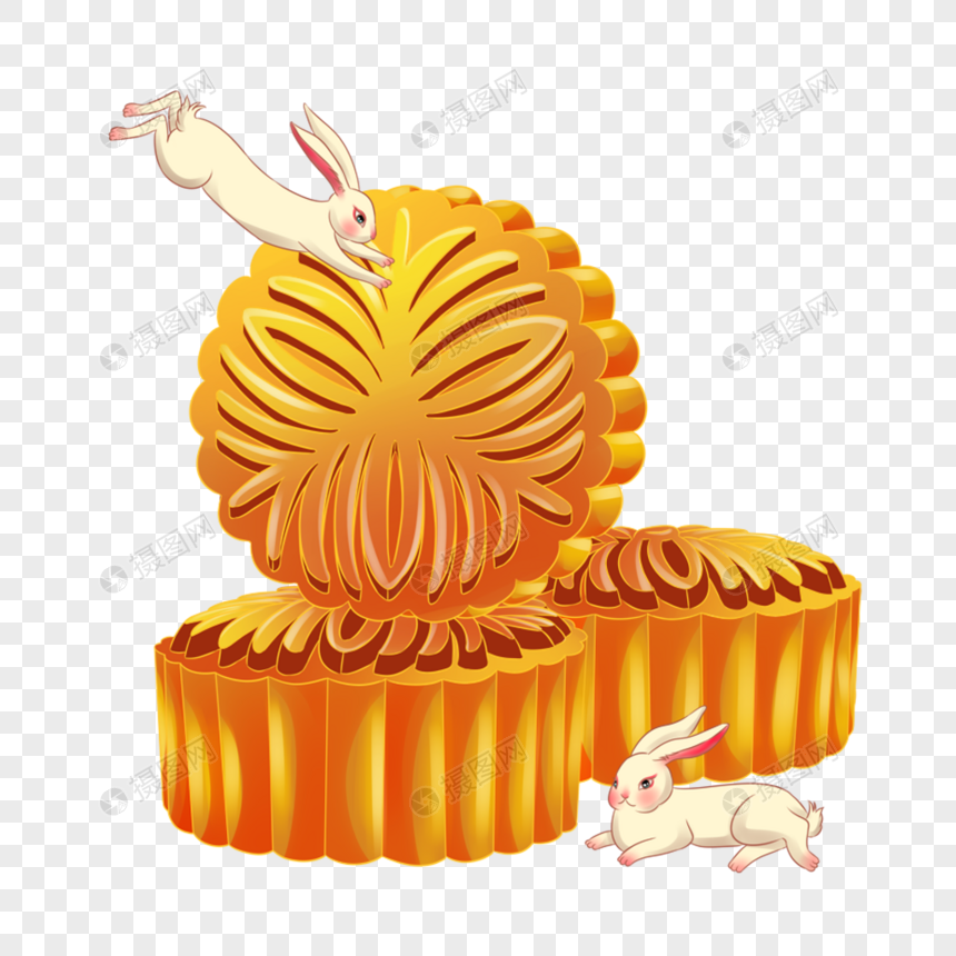 玉兔和月饼元素素材下载-正版素材402185778-摄图网