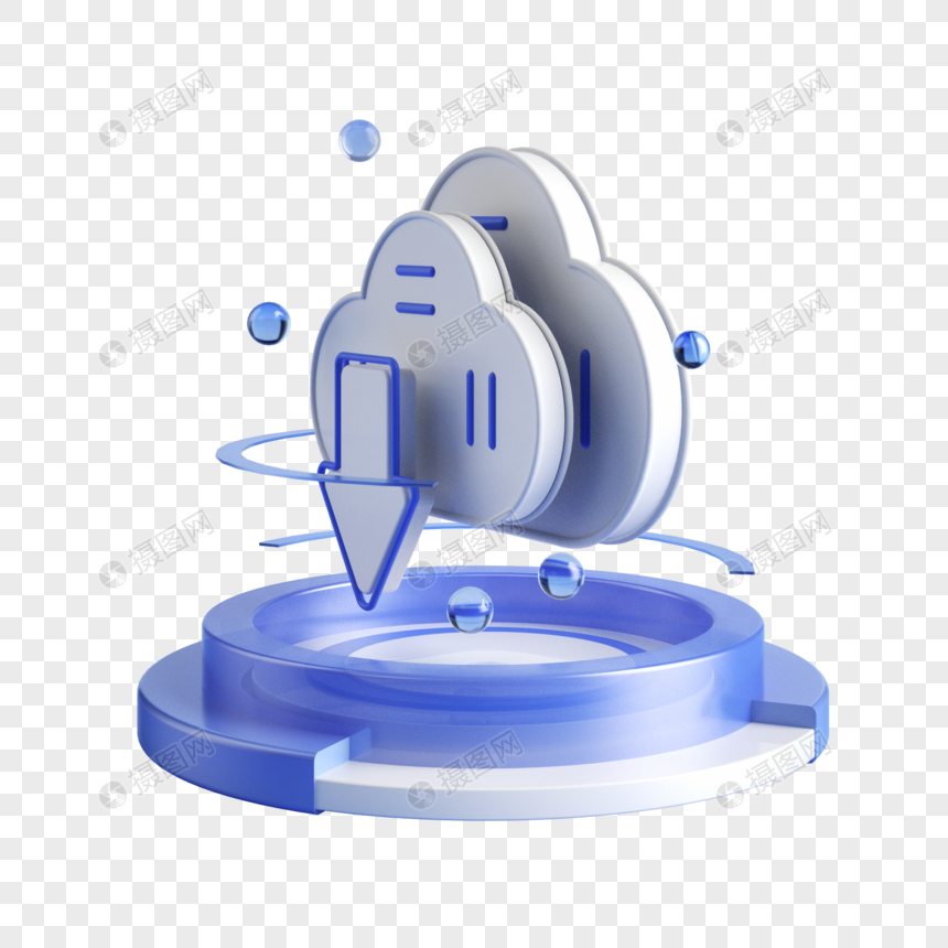 3D立体科技风质感云服务器图标免抠模型元素素材下载-正版素材402395766-摄图网