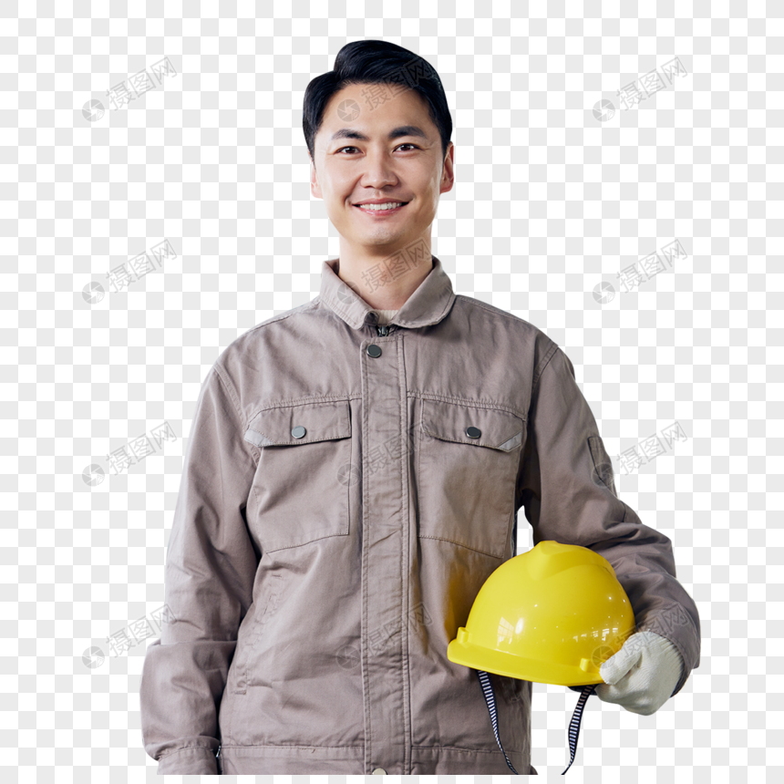 车间里拿着安全帽的工人形象元素素材下载-正版素材402396292-摄图网