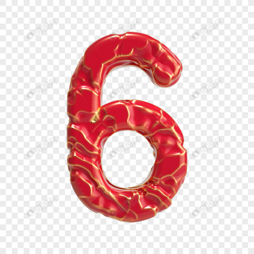 新年红金质感创意数字6元素素材下载-正版素材402398010-摄图网