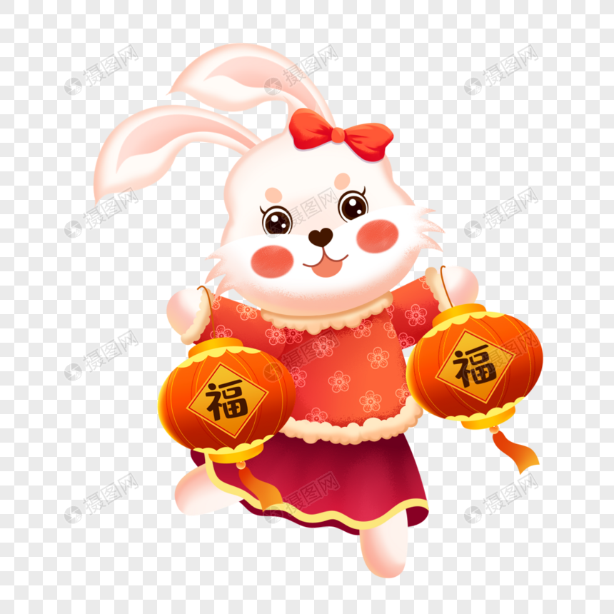 提着灯笼的兔子元素素材下载-正版素材402398403-摄图网