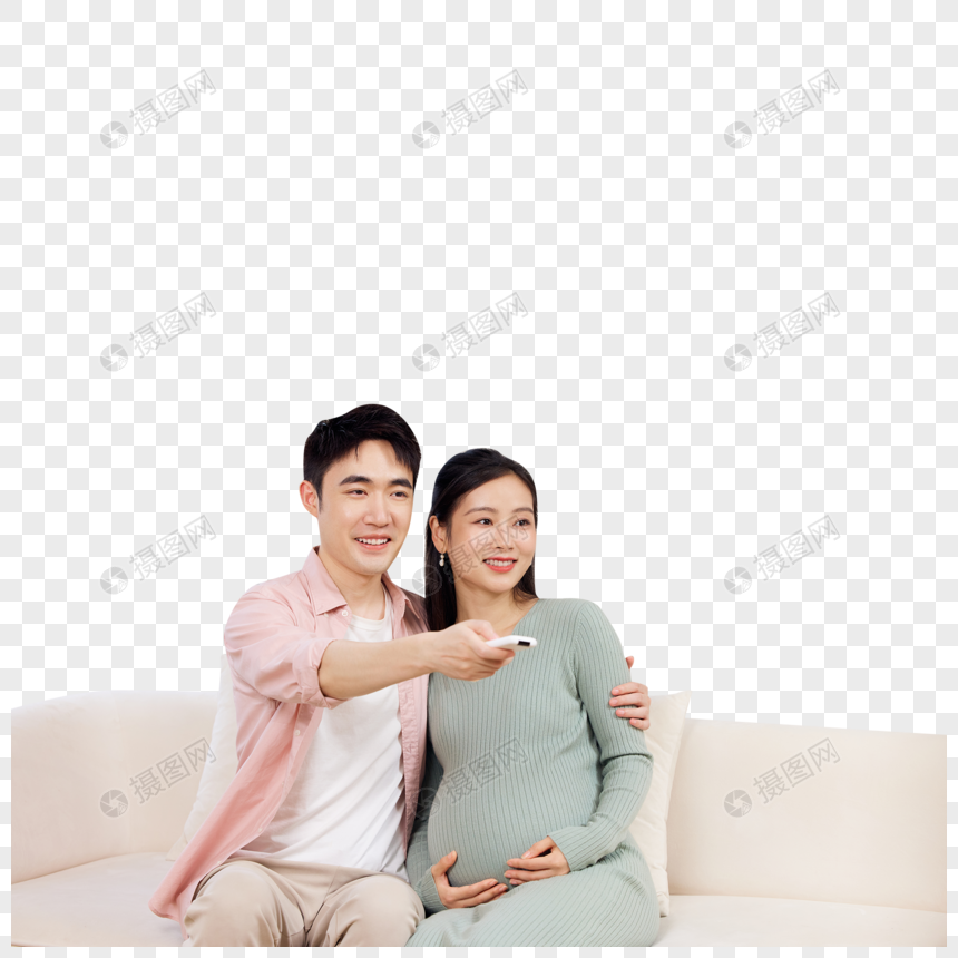怀孕的恩爱夫妻居家看电视元素素材下载-正版素材402401993-摄图网