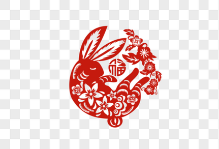 春节国潮窗花兔子兔年剪纸元素素材下载-正版素材402404024-摄图网