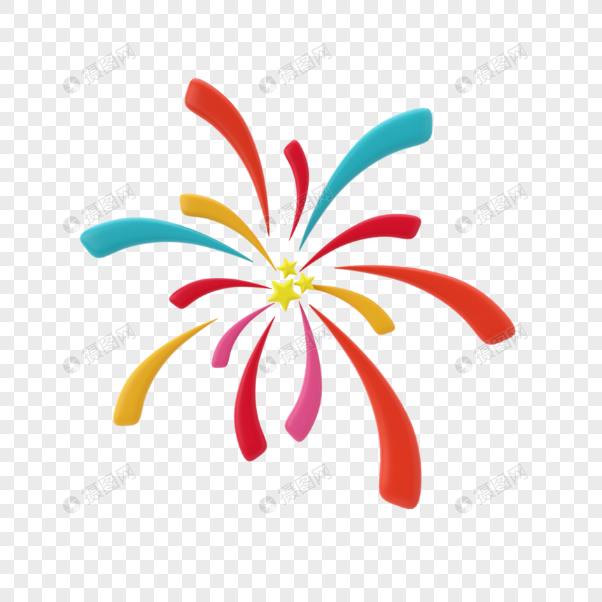 C4D卡通烟花元素素材下载-正版素材402404741-摄图网