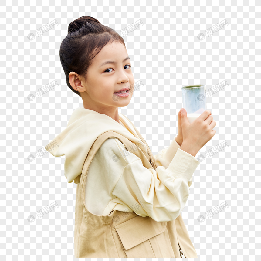 捧着一杯牛奶的小女孩元素素材下载 正版素材402415332 摄图网