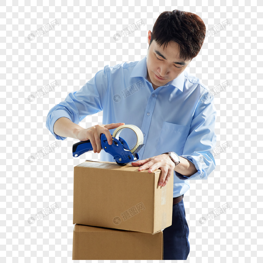 商务男士创业开网店打包产品元素素材下载 正版素材402441737 摄图网