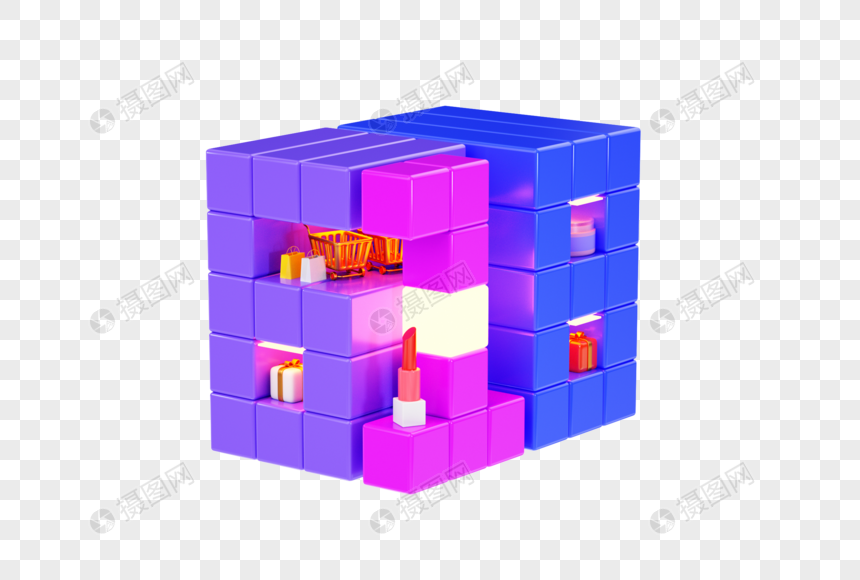 创意C4D电商618购物3D立体模型元素素材下载-正版素材402469696-摄图网