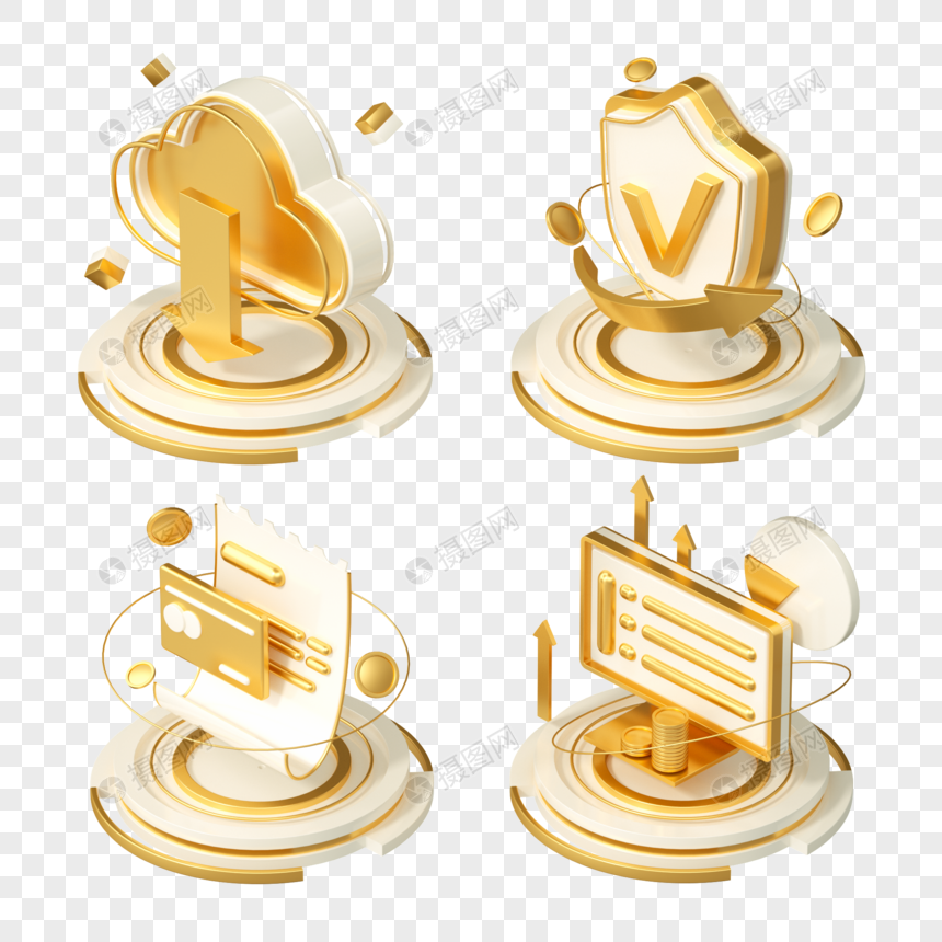 3DC4D立体商务金融科技金属元素素材下载-正版素材402469904-摄图网