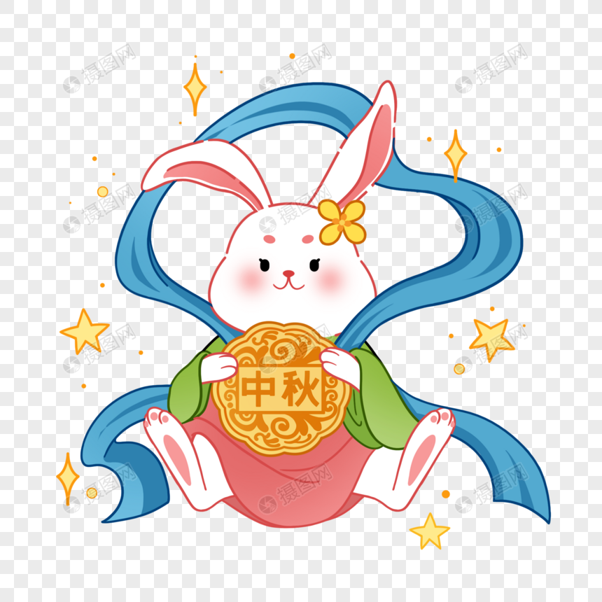 中秋节可爱卡通月兔素材元素素材下载-正版素材402517080-摄图网