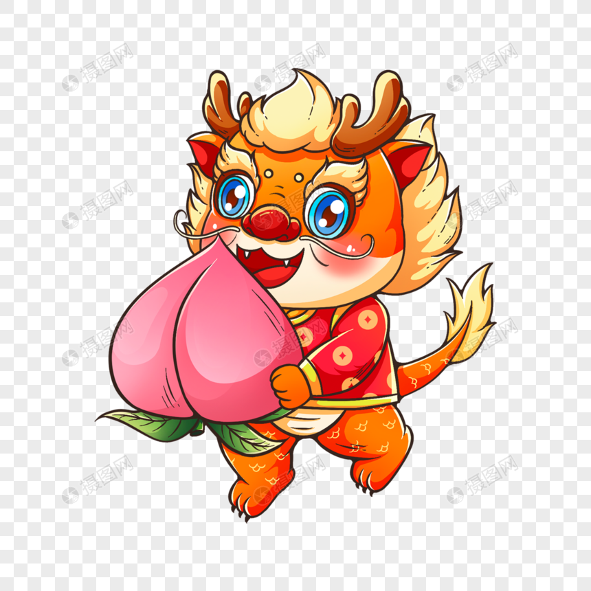 抱着桃子的龙元素素材下载-正版素材402526545-摄图网