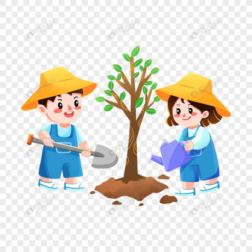 种树的小孩元素素材下载-正版素材402545481-摄图网